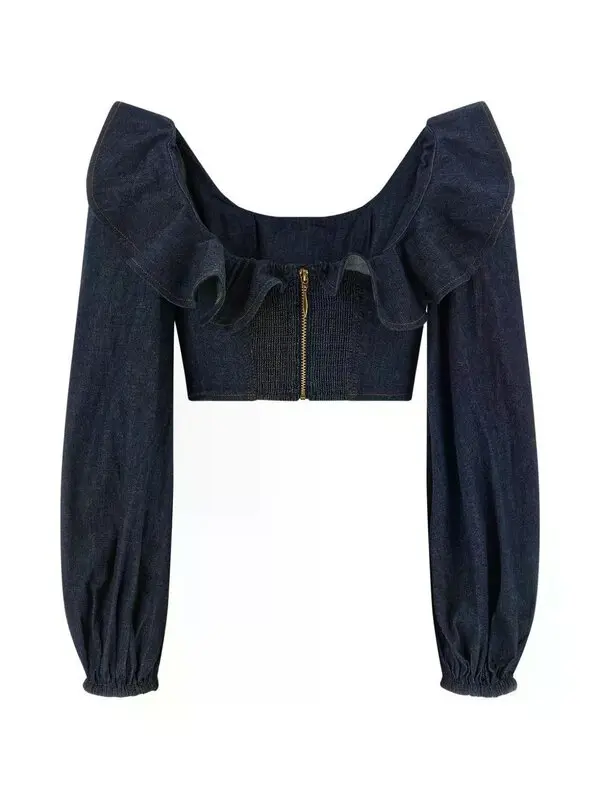 Zimmermann Aster Ruffled Top - Blue