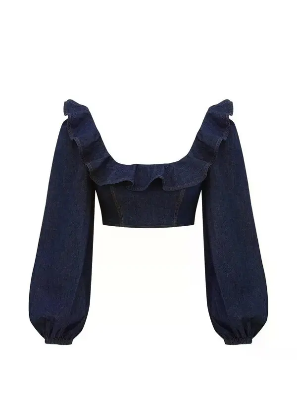 Zimmermann Aster Ruffled Top - Blue
