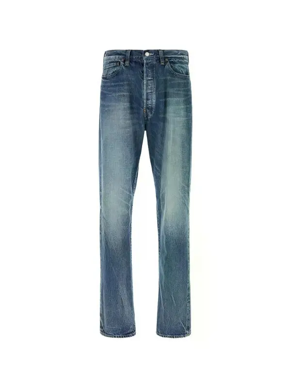 Y’s Name Faded-effect Buckle-detail Jeans - Blue
