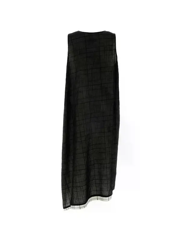 Y’s Check-pattern Asymmetric Hem Dress - Black