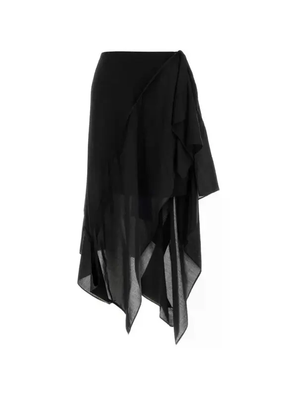 Y’s Asymmetric Draped Jersey Skirt - Black