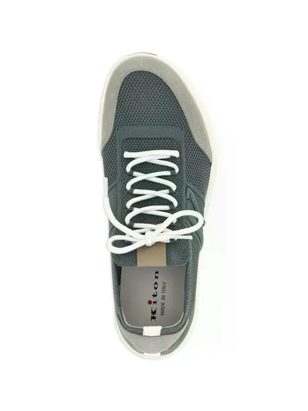 Kiton Suede Panelled Slip-on Sneakers - Blue