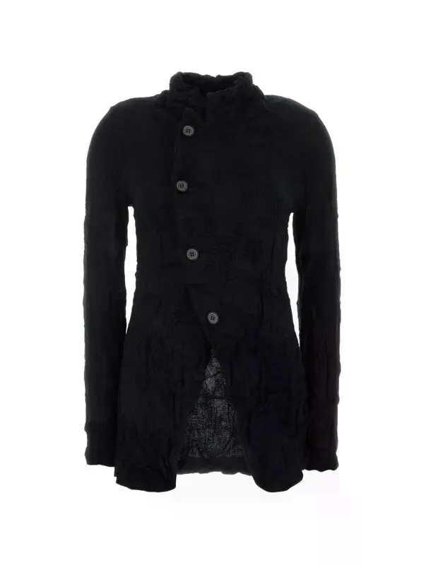 Y’s Crinkled Finish Asymmetric Cardigan - Black