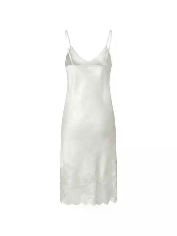 ALMAZ Past Midnight Lace-trim Satin Midi Dress