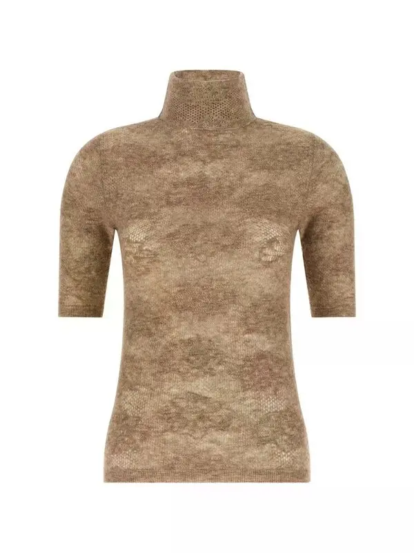 Brunello Cucinelli Openwork Short-sleeve Sweater - Brown