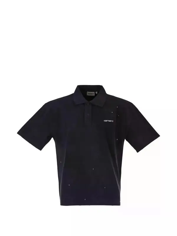 Carhartt Work In Progress Logo Embroidered Paint-splatter Polo Shirt - Blue