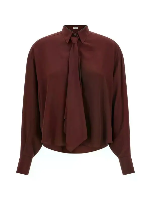 Brunello Cucinelli Monile Embellished Silk Shirt - Red