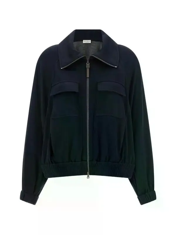 Brunello Cucinelli Monile Embellished Zip-up Sweatshirt - Blue