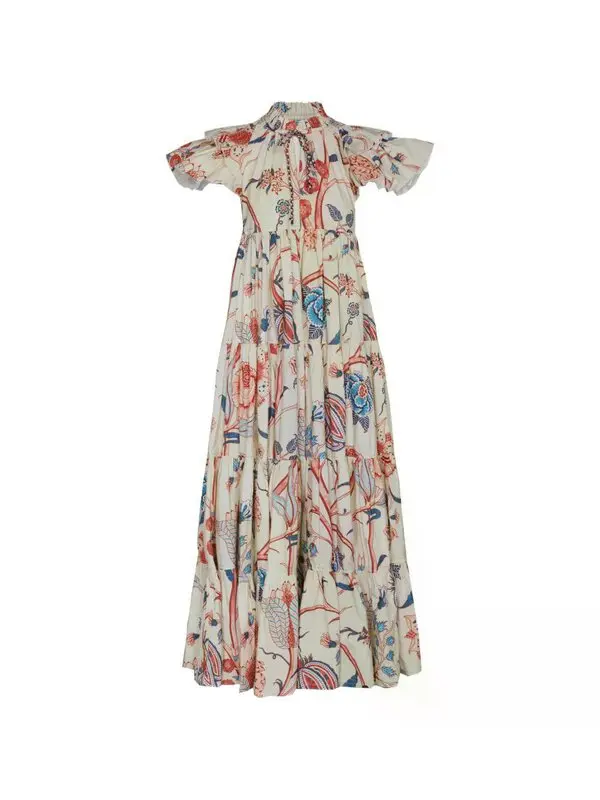 PHILIPPA 1970 Venus Floral-print Tiered Maxi Dress - Neutrals