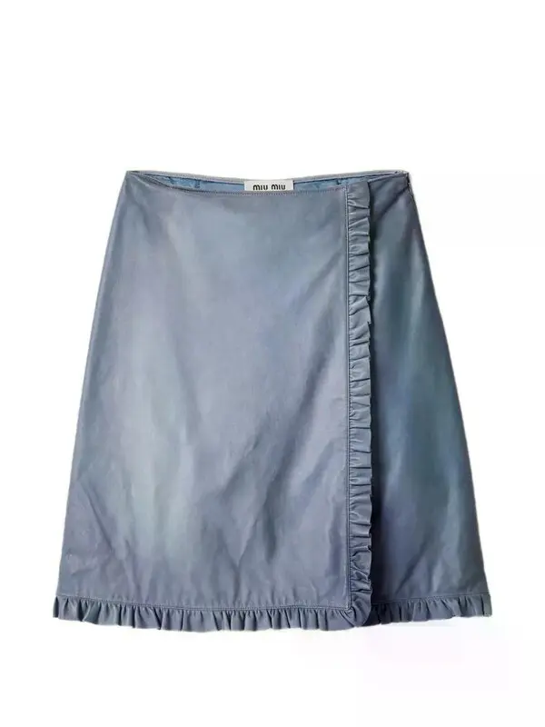 Miu Miu Nappa Leather Ruched Skirt - Blue