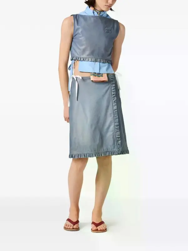 Miu Miu Nappa Leather Ruched Skirt