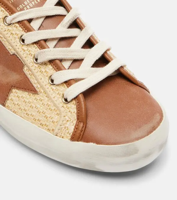 GOLDEN GOOSE Super-star Raffia And Leather Mules