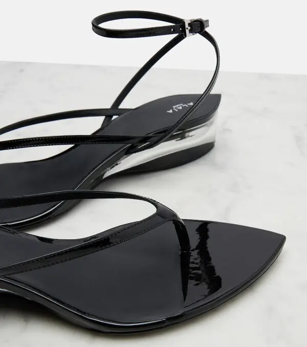Alaïa Invisible Patent Leather Thong Sandals With Buckle-fastening Ankle Strap