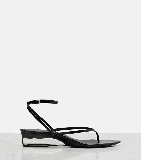 Alaïa Invisible Patent Leather Thong Sandals With Buckle-fastening Ankle Strap
