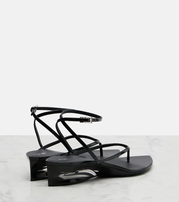 Alaïa Invisible Patent Leather Thong Sandals With Buckle-fastening Ankle Strap