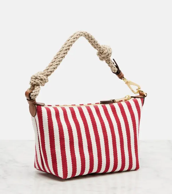Miu Miu Striped Canvas Top-handle Bag - Red