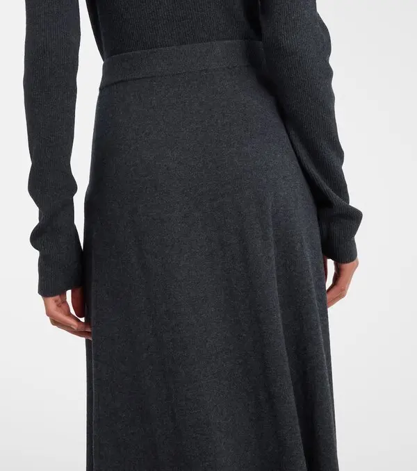 LISA YANG Adrienne Cotton And Cashmere Midi Skirt - Grey