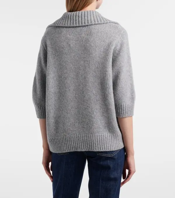 LISA YANG Lailai Cashmere Silk Polo Sweater - Grey