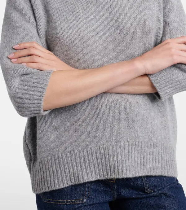 LISA YANG Lailai Cashmere Silk Polo Sweater - Grey