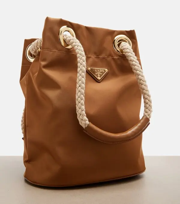 Prada Re-nylon Small Bucket Bag - Brown