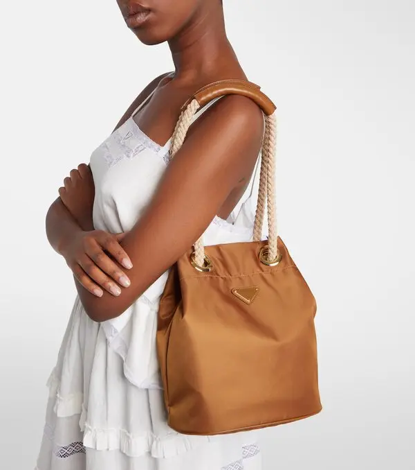 Prada Re-nylon Small Bucket Bag - Brown