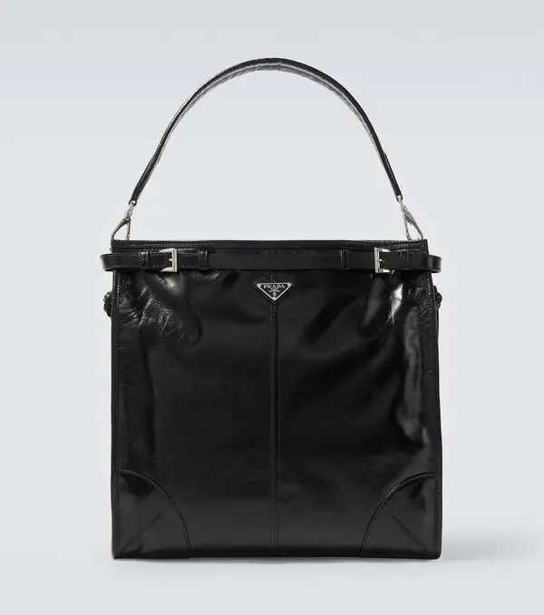 Prada Bonnie Leather Shoulder Bag - Black