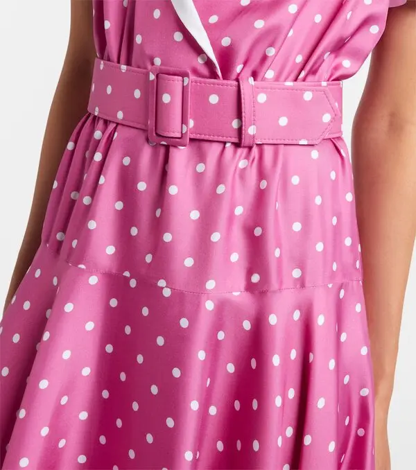 RODARTE Belted Polka Dot Silk Midi Dress