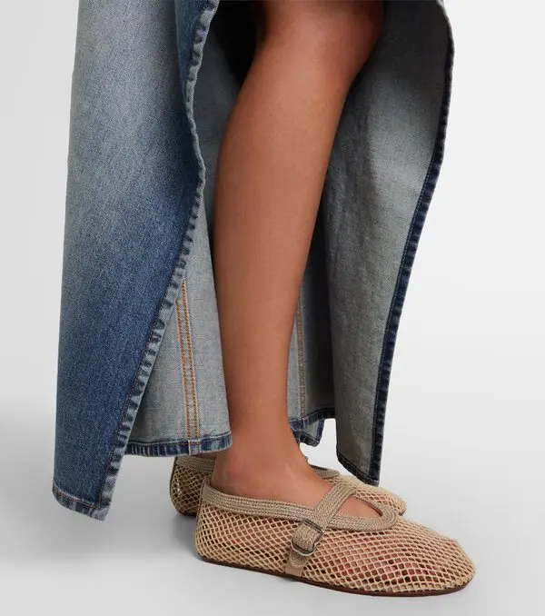 Alaïa Fishnet Mary Jane Flats - Beige