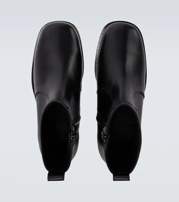 Studio Nicholson Square Toe Leather Ankle Boots