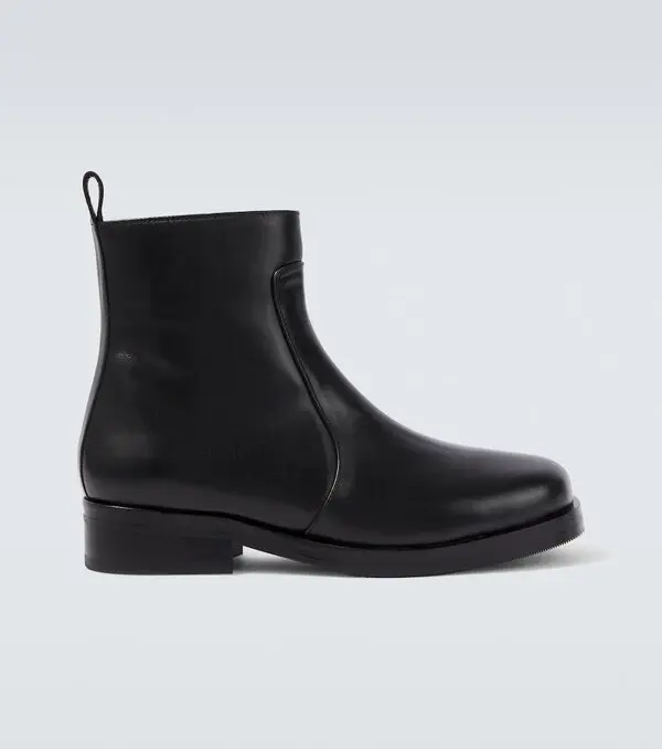 Studio Nicholson Square Toe Leather Ankle Boots