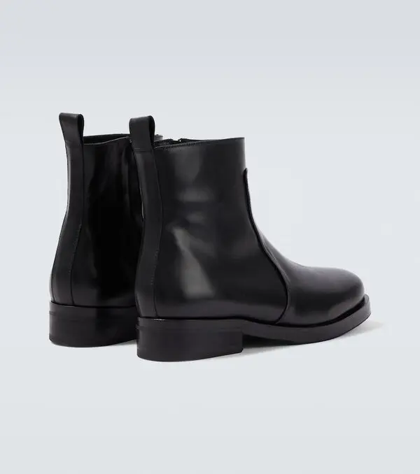 Studio Nicholson Square Toe Leather Ankle Boots