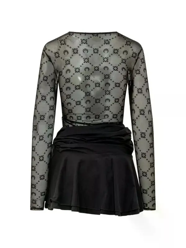 MARINE SERRE Moonogram Sheer Mini Dress - Black