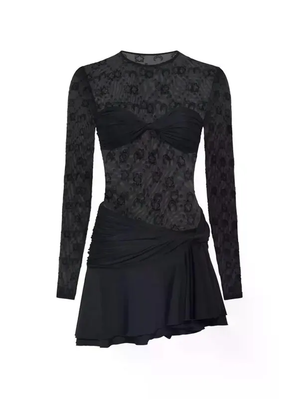 MARINE SERRE Moonogram Sheer Mini Dress - Black