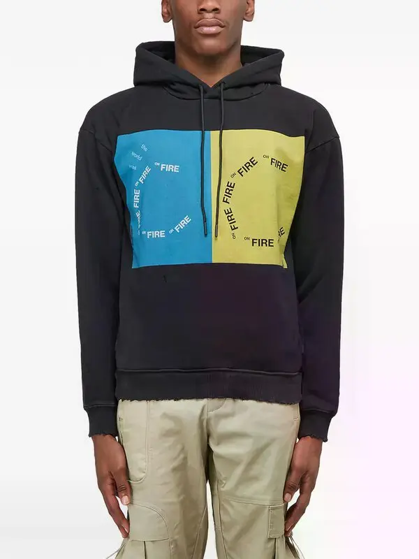 DUST Graphic Print Hoodie - Black