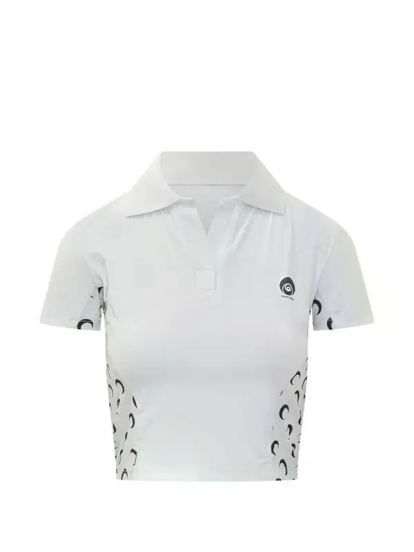MARINE SERRE Crescent Moon Paneled Polo Top