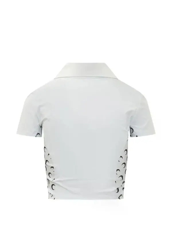 MARINE SERRE Crescent Moon Paneled Polo Top