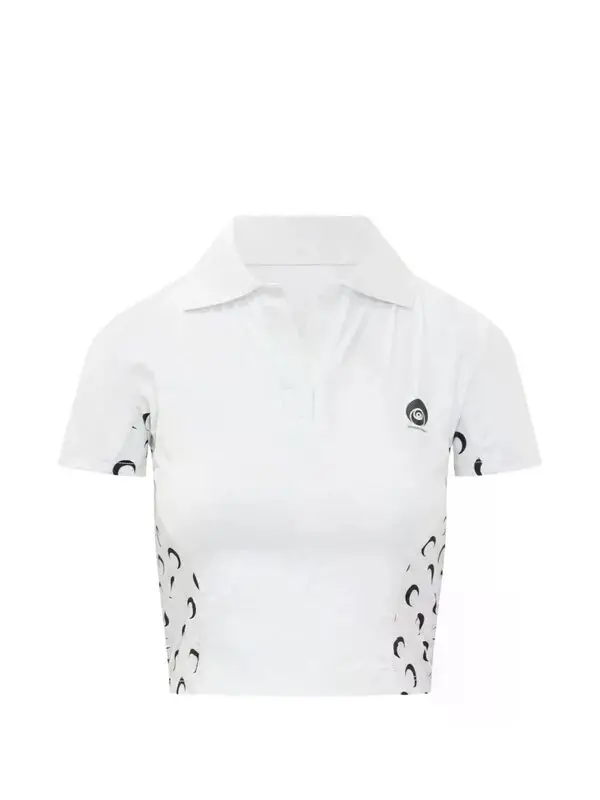 MARINE SERRE Crescent Moon Polo Top - White