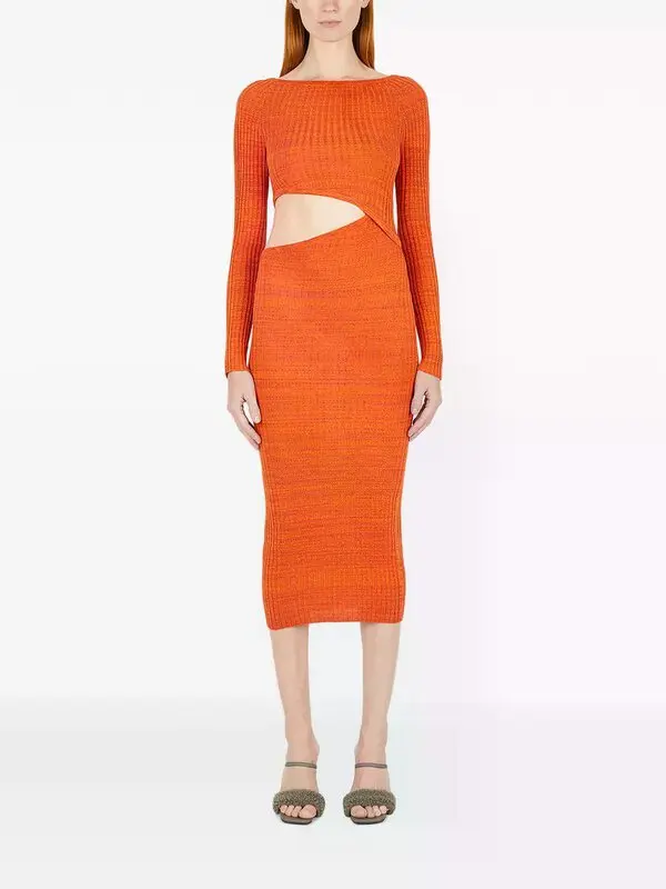 WYNN HAMLYN Origami Cut-out Midi Dress - Orange