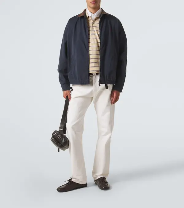 Prada Leather-trimmed Cotton Canvas Blouson Jacket