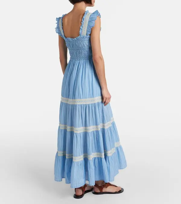 Rixo Aubrie Lace-trimmed Cotton Midi Dress