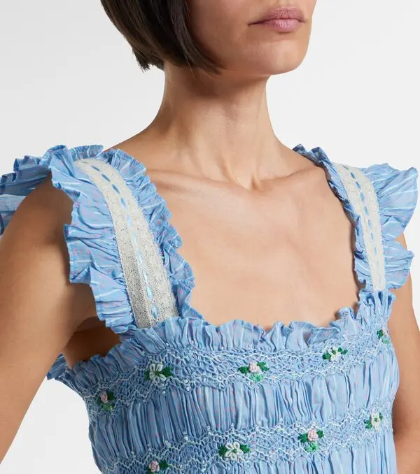 Rixo Aubrie Lace-trimmed Cotton Midi Dress