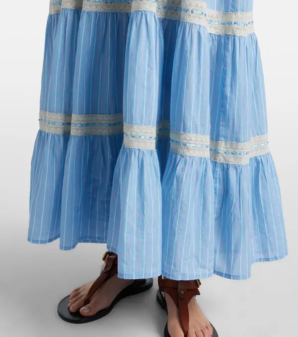 Rixo Aubrie Lace-trimmed Cotton Midi Dress