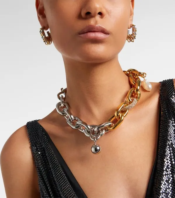 Rabanne Punk Xl Link Embellished Hoop Earrings
