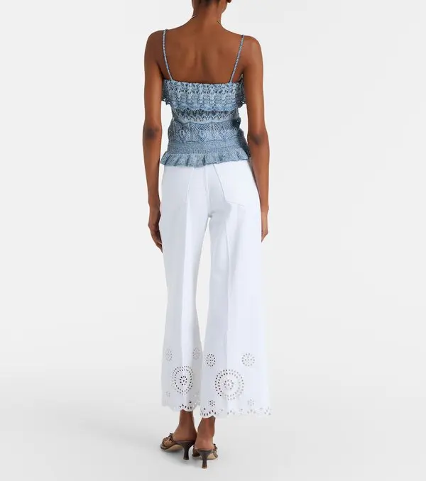 FRAME Eyelet Embroidered Flared Jeans