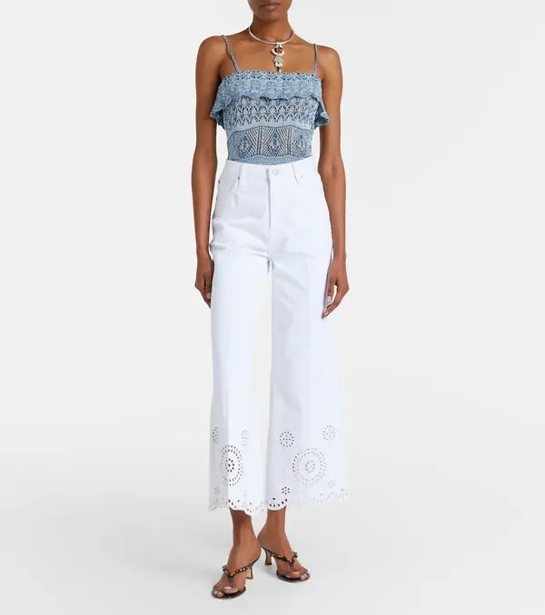 FRAME Eyelet Embroidered Flared Jeans