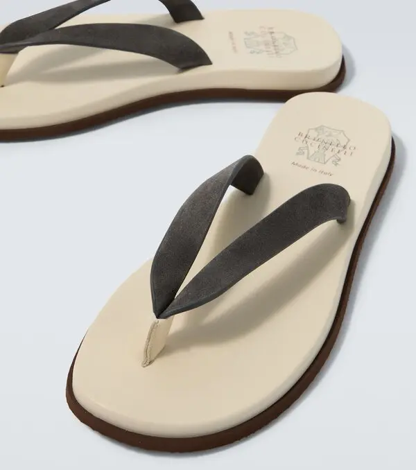 Brunello Cucinelli Suede Thong Sandals