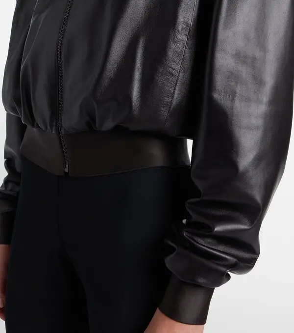 Gucci Leather Bomber Jacket - Black