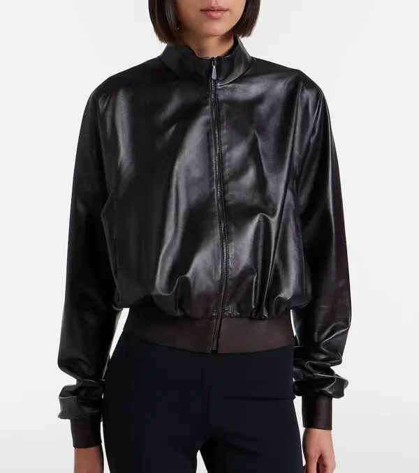 Gucci Leather Bomber Jacket - Black