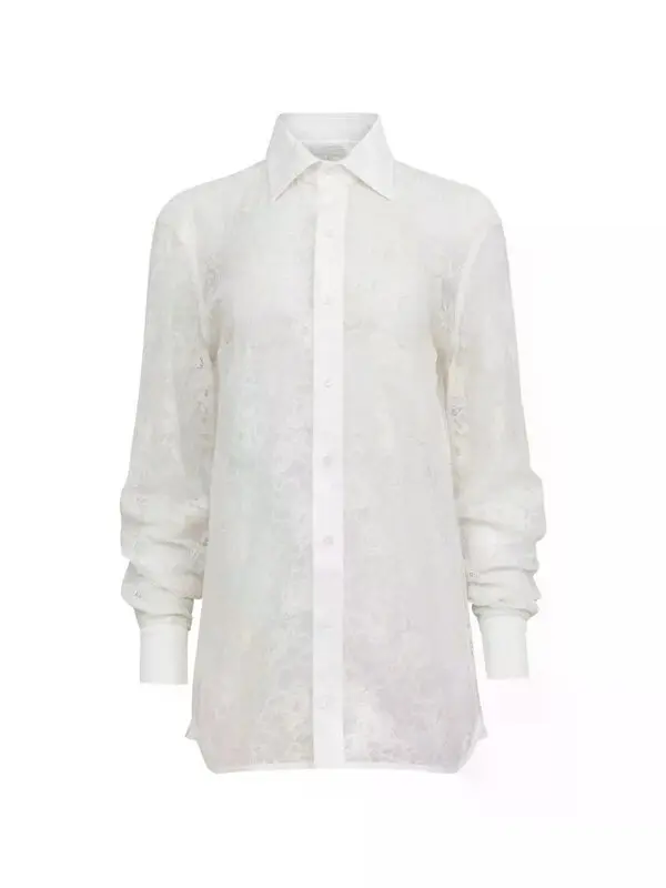 FLEUR DU MAL Juliet Lace Buttoned Shirt - White