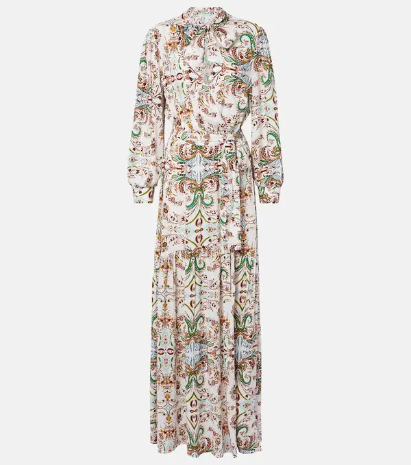 Melissa Odabash Skylar Tie-neck Printed Maxi Dress